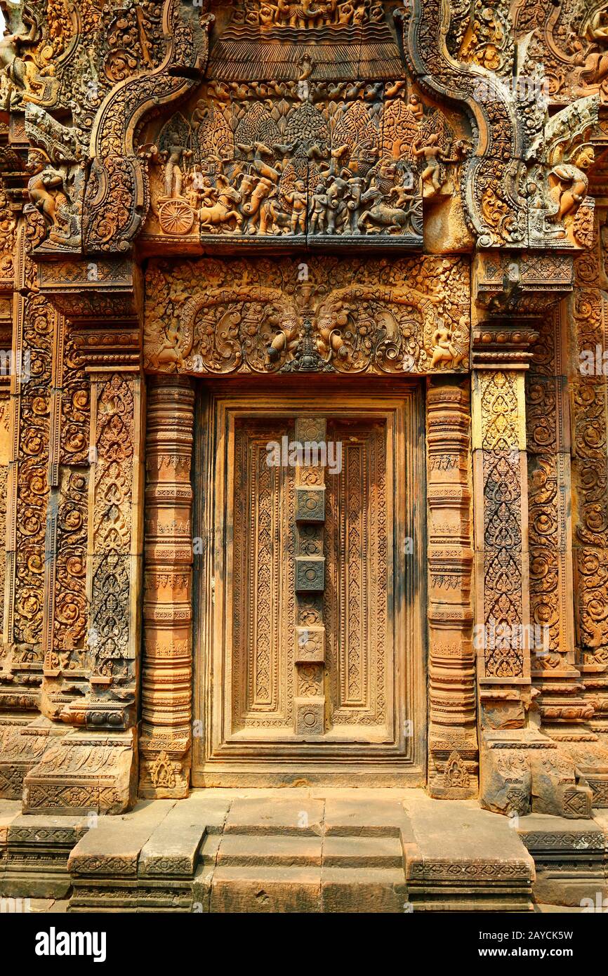 temple of banteay srei ,in the archaeologic park of Angkor wat,Cambodia ...