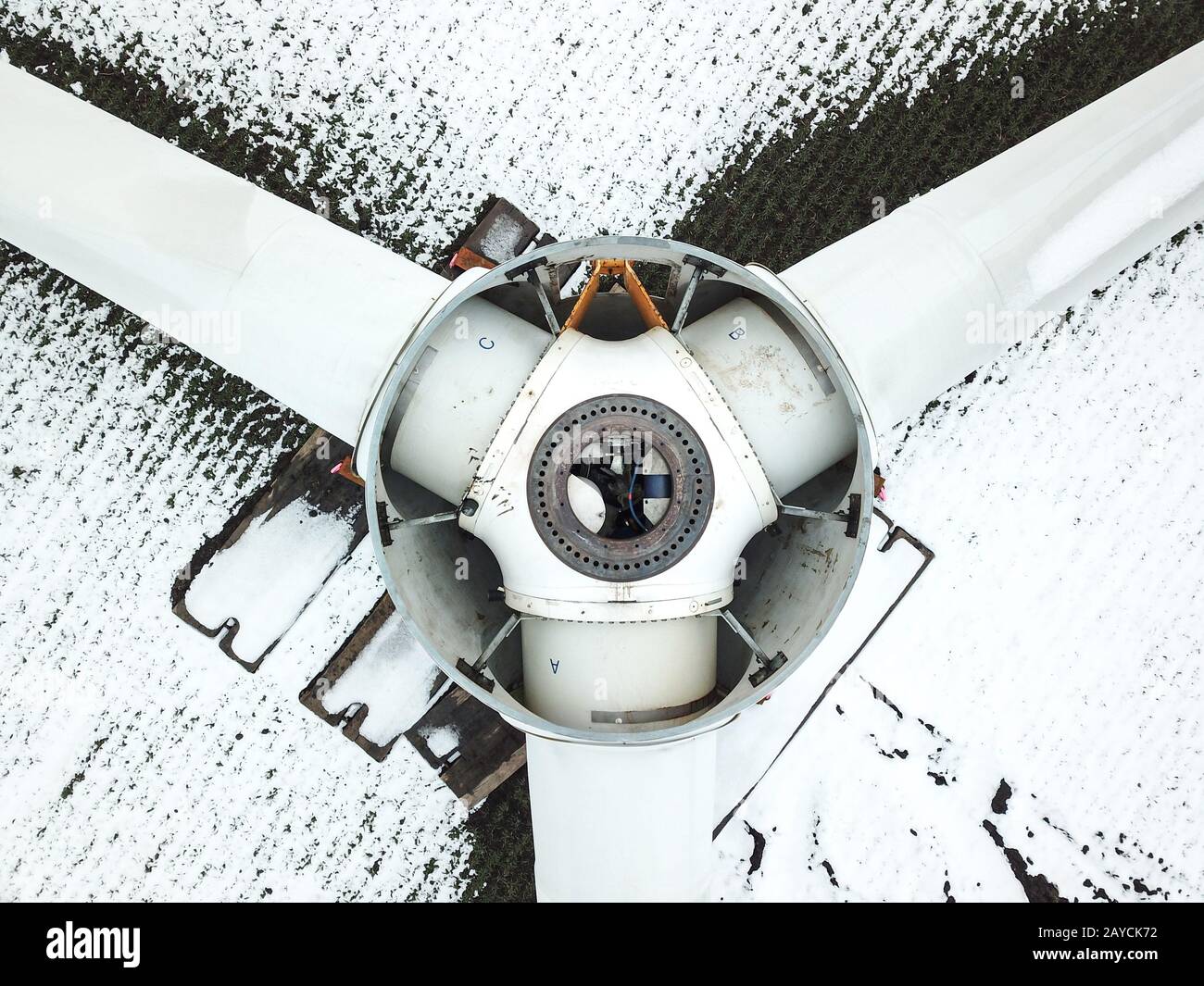 mounted rotor of a wind turbine before demounting Stock Photo - Alamy