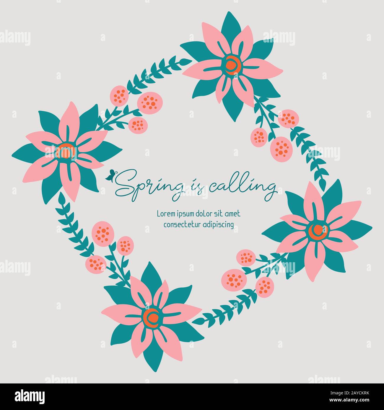 Beautiful of leaf and floral frame, for spring calling invitation card ...