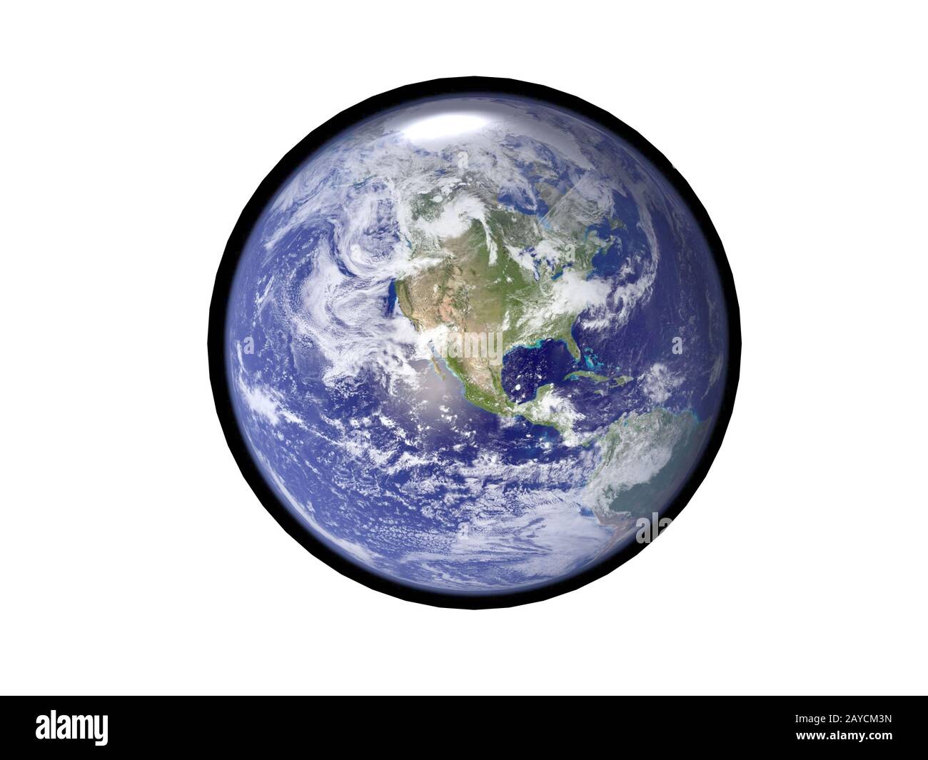 Button of blue earth with clouds Stock Photo - Alamy