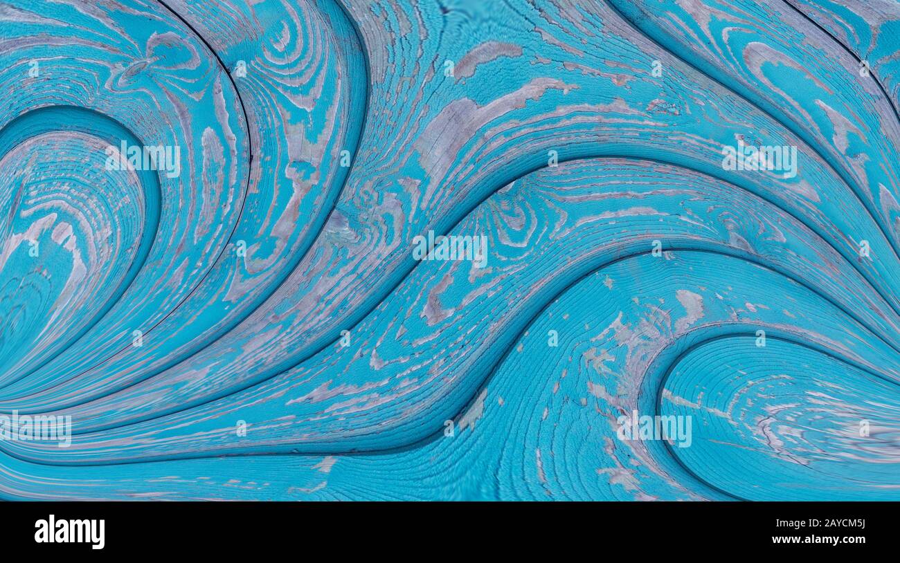 blue wave of painted old boards texture background modern design close ...