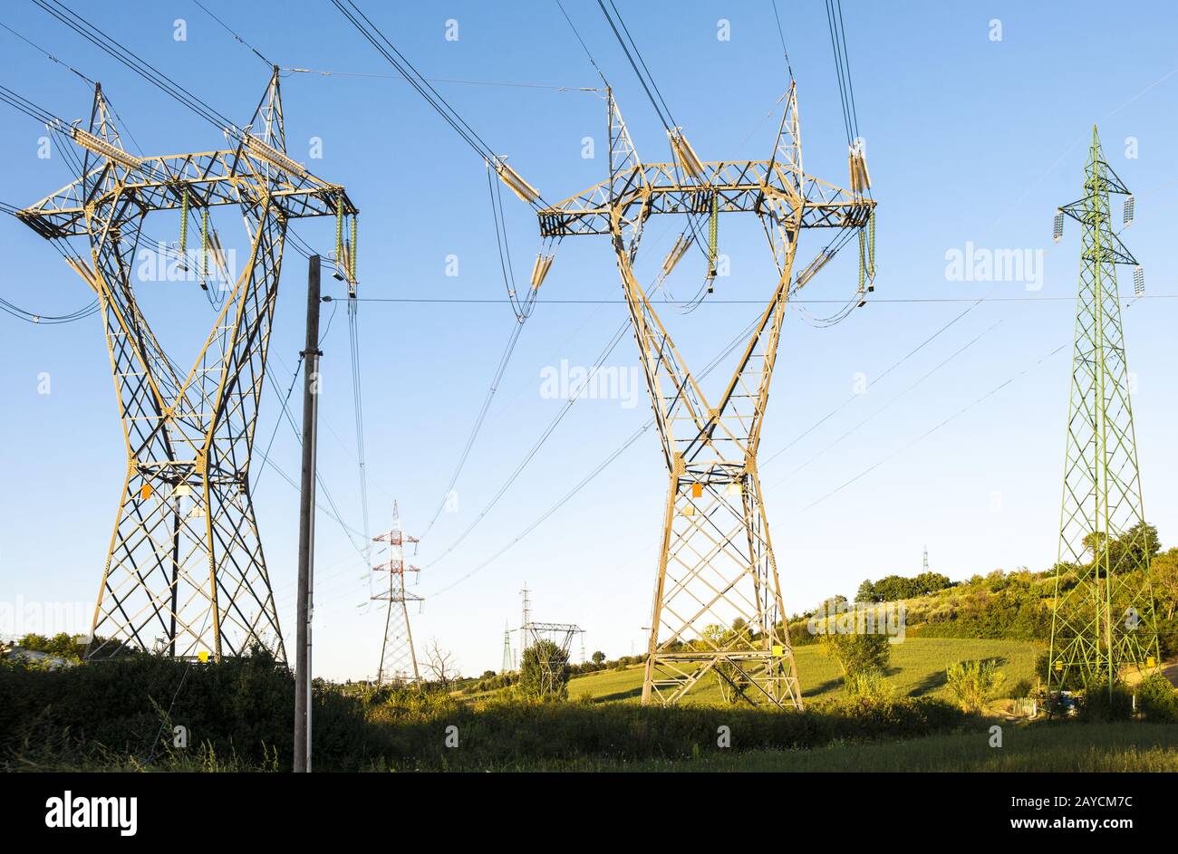 High voltage transmission lines Stock Photo - Alamy