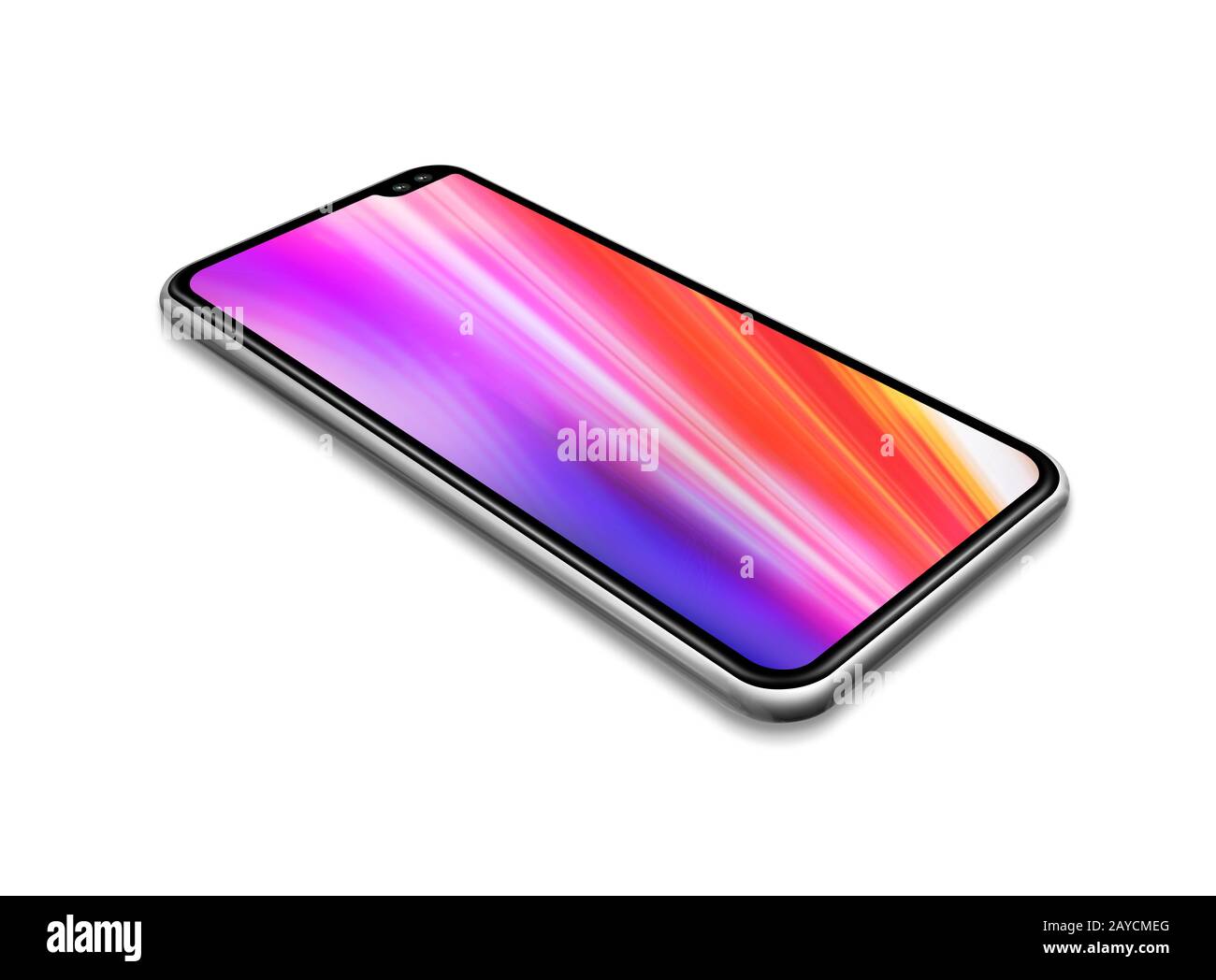 All-screen colorful smartphone mockup isolated on white. 3D render ...