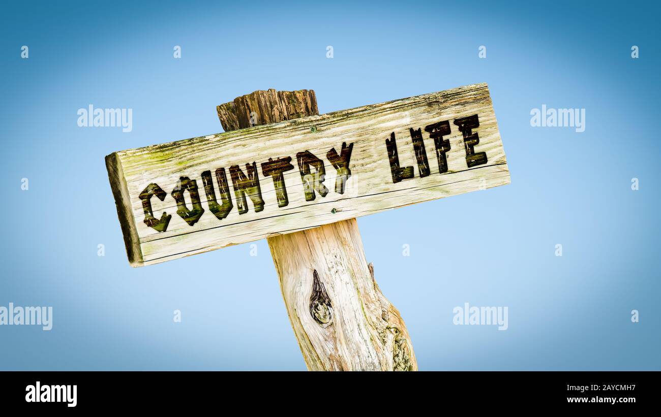 Street Sign to Country Life Stock Photo - Alamy