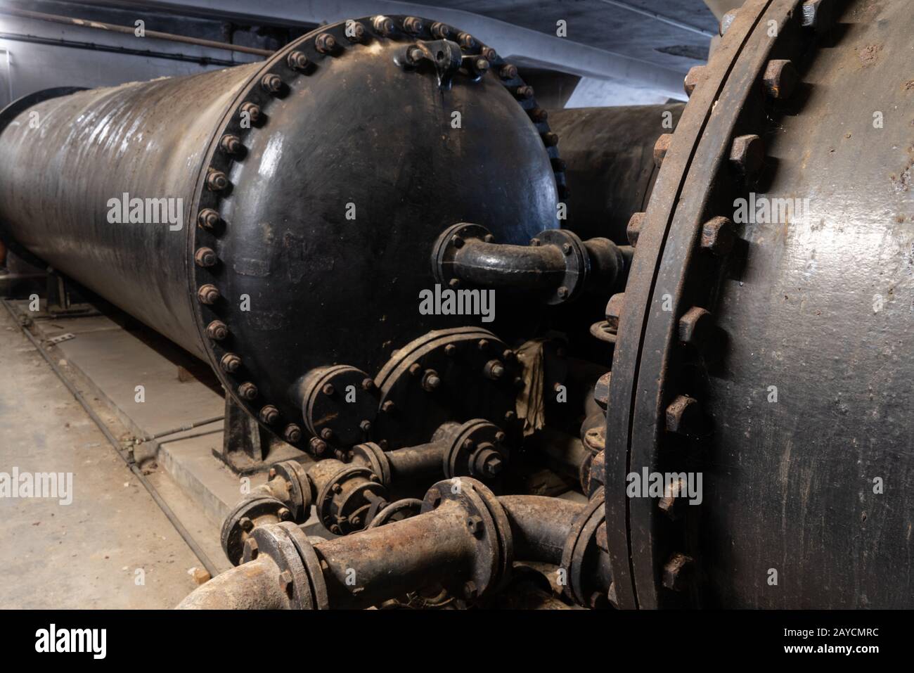 Pipe system and boiler for thermal water Stock Photo - Alamy