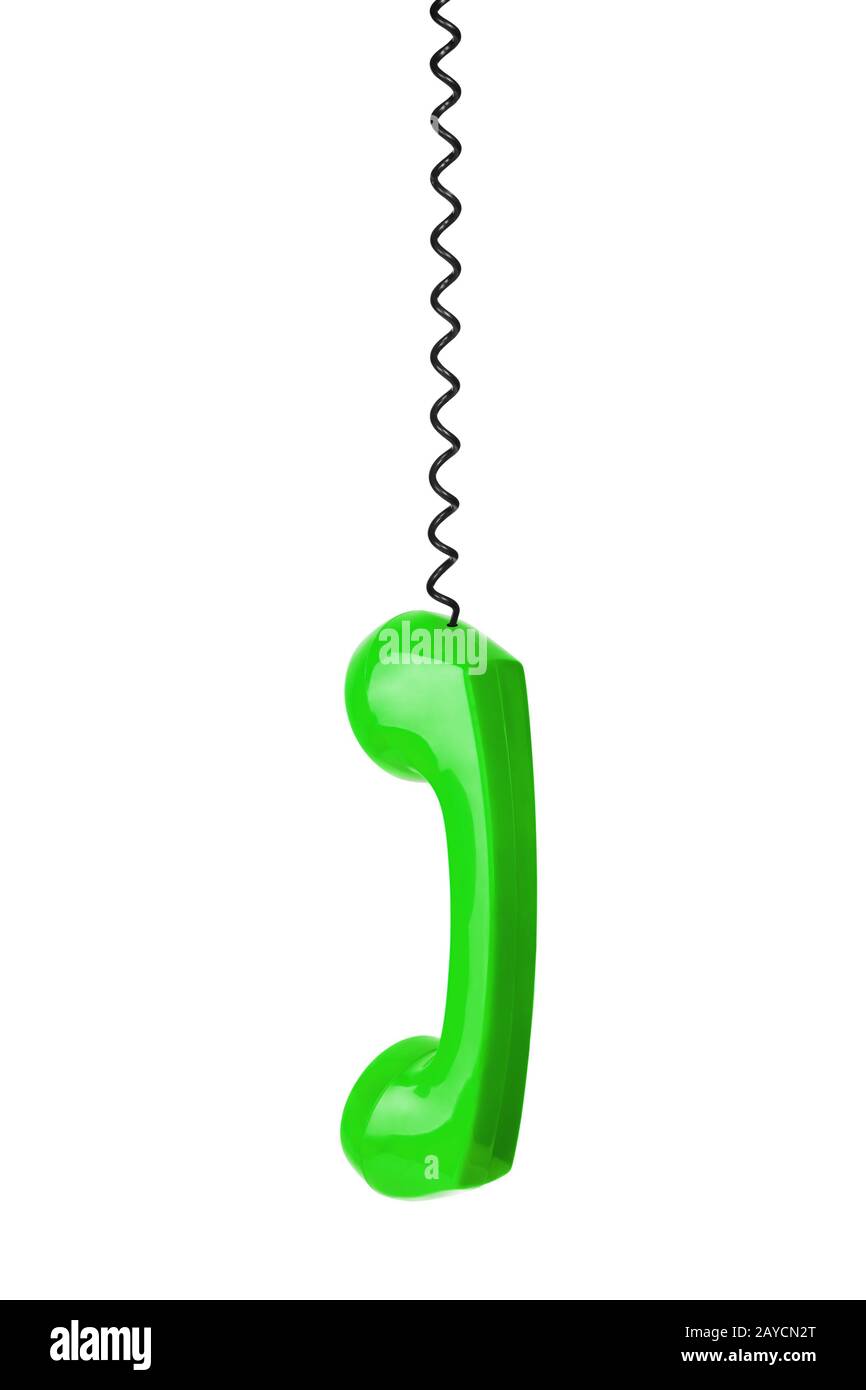 Green phone and cable Stock Photo - Alamy