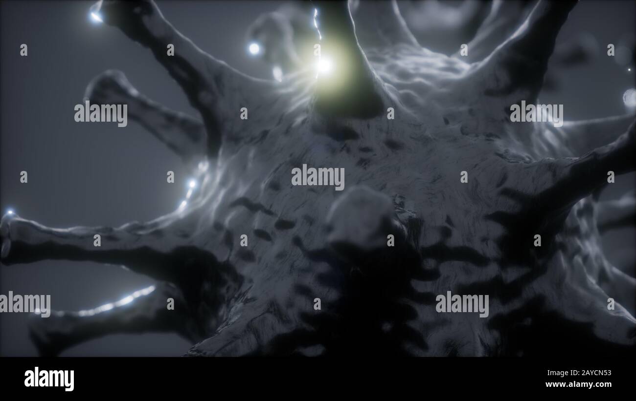 Bacteria virus or germs microorganism cells under microscope with depth ...