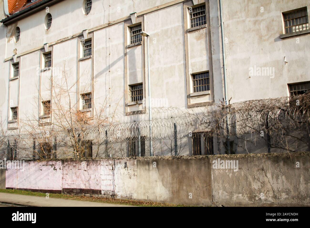 Exterior of a prison recently used Stock Photo - Alamy