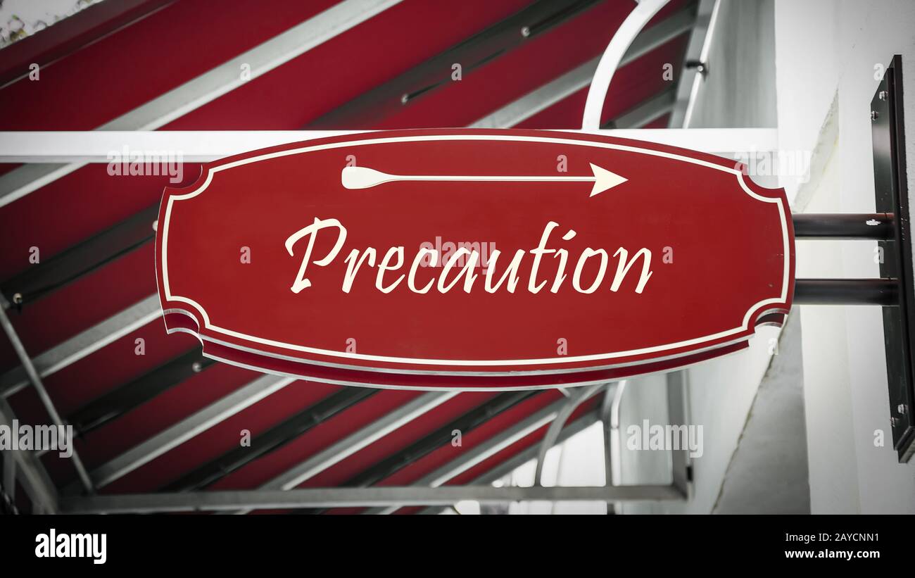 Street Sign to Precaution Stock Photo - Alamy