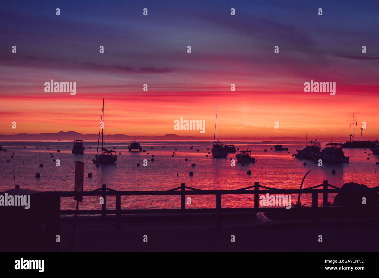 Beautiful sunrise on the beach on Catalina Island，a charming morning ...
