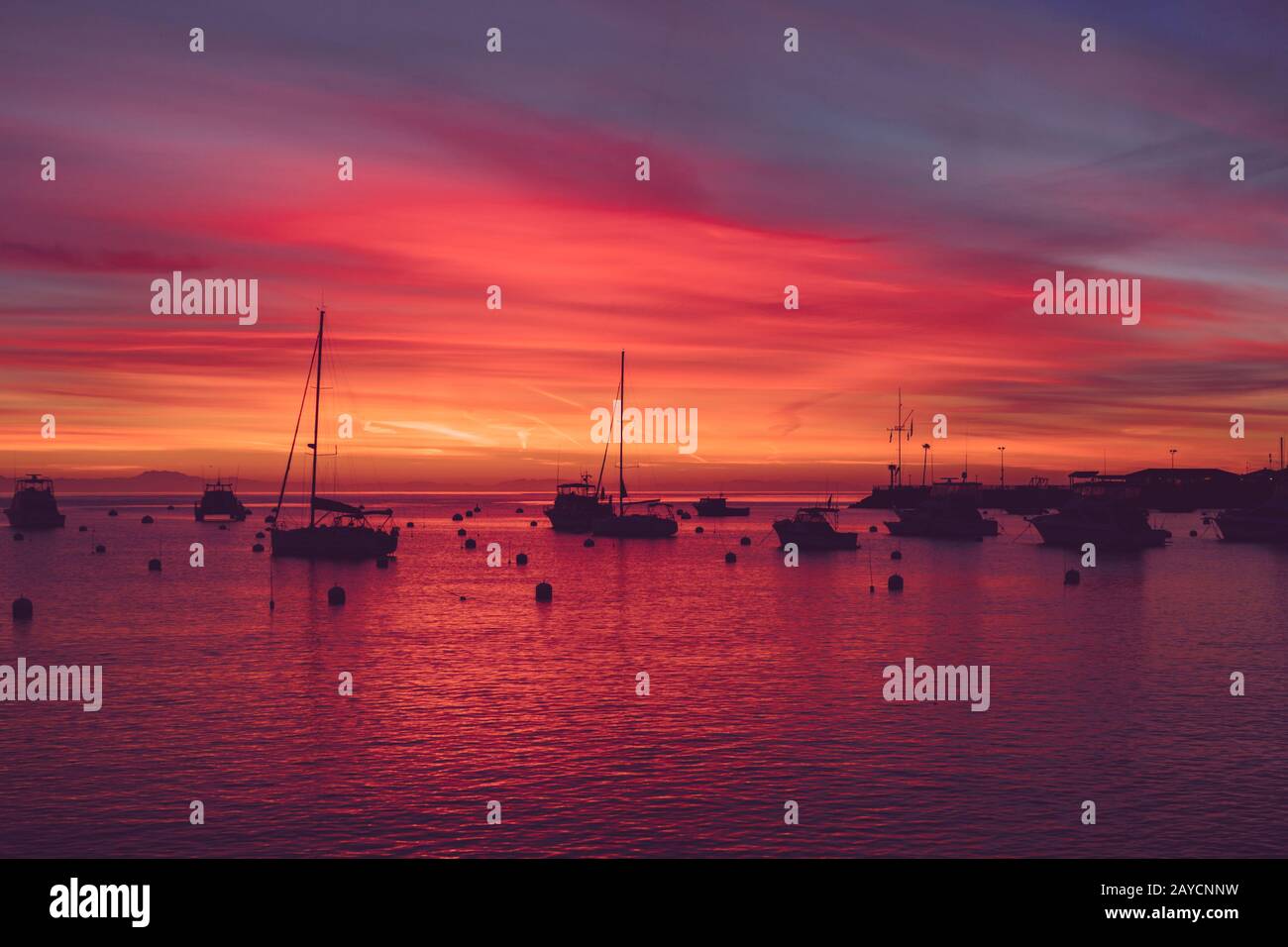 Beautiful sunrise on the beach on Catalina Island，a charming morning ...