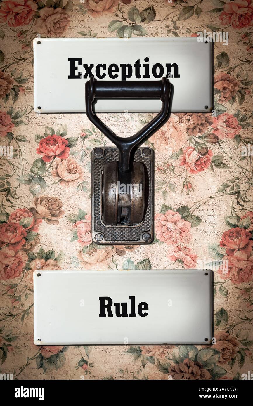 Street Sign to Exception versus Rule Stock Photo - Alamy