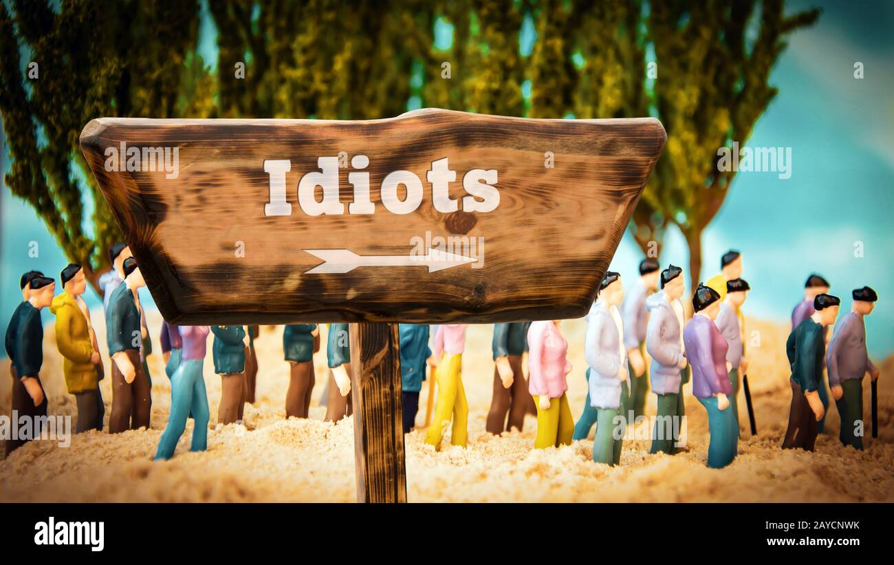 Street Sign to Idiots Stock Photo - Alamy