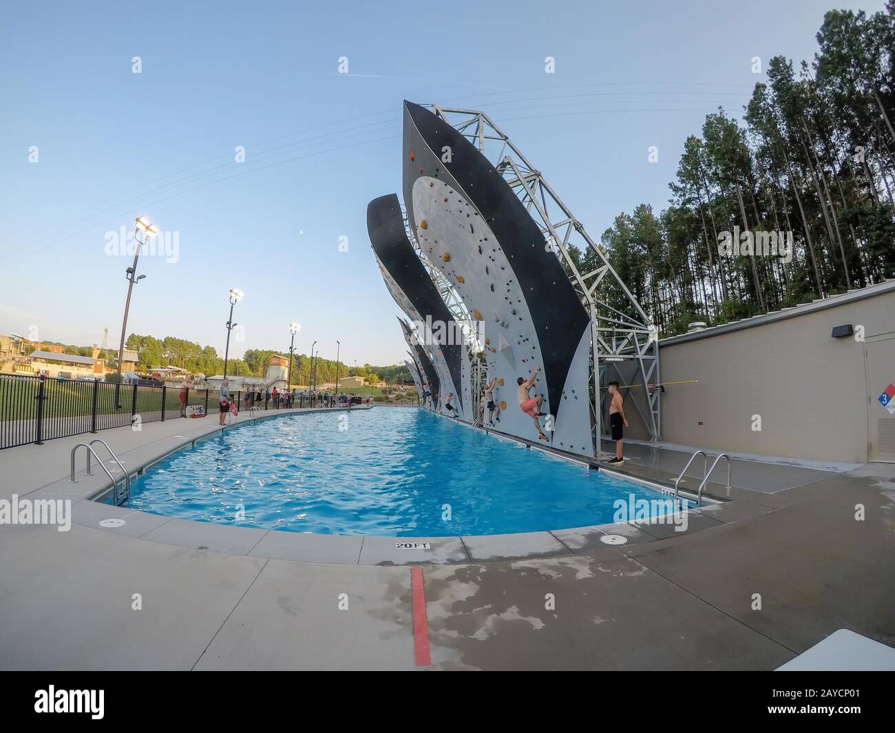 wall climbing over deep pool at national center in charlotte Stock ...