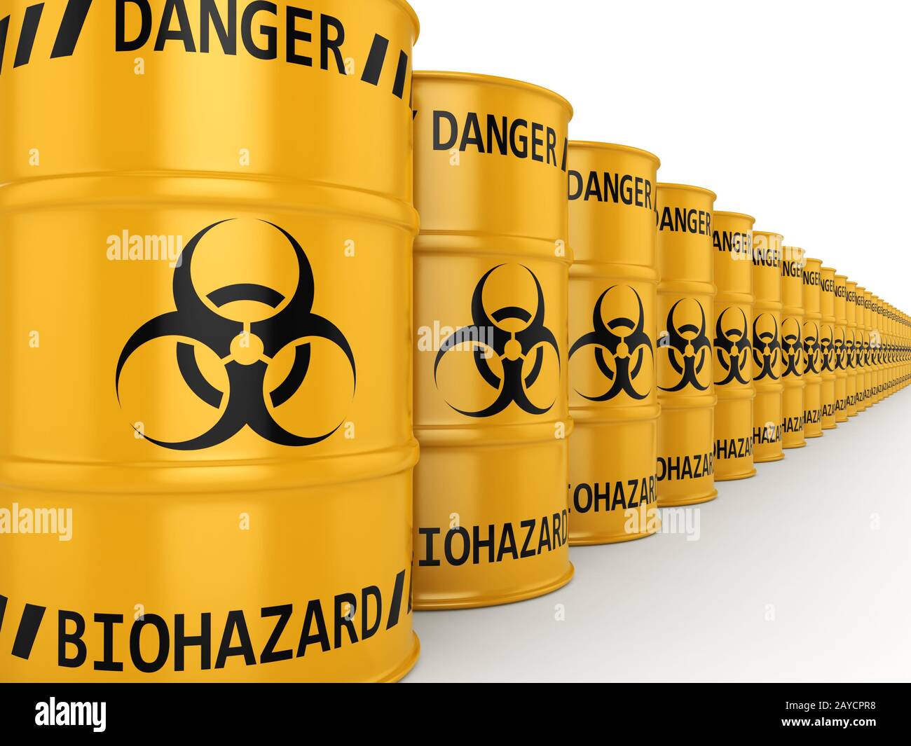 3D rendering biohazard barrels Stock Photo - Alamy