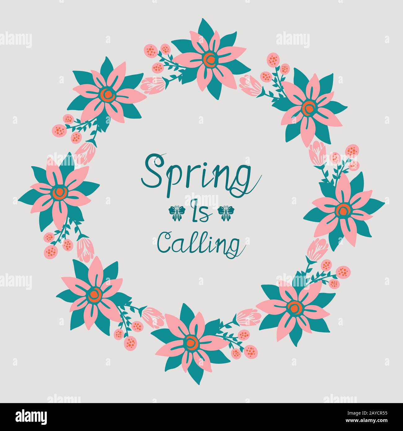 Invitation card of spring calling, with elegant leaf and floral frame ...