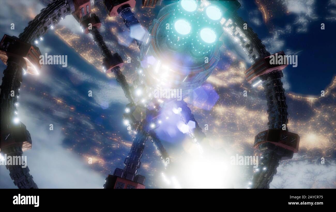 International Space Station in outer space over the planet Earth Stock ...