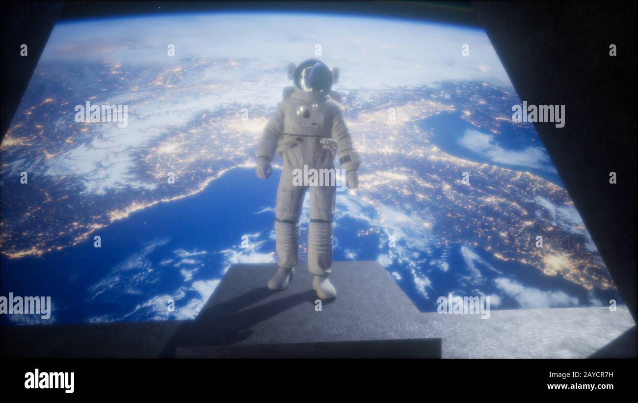 astronaut on the space observatory station near Earth Stock Photo - Alamy