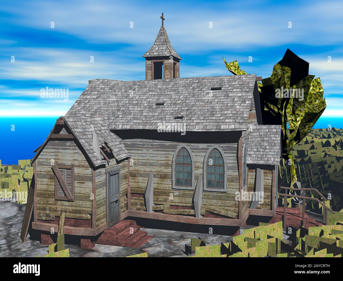 small wooden chapel in the wilderness Stock Photo - Alamy