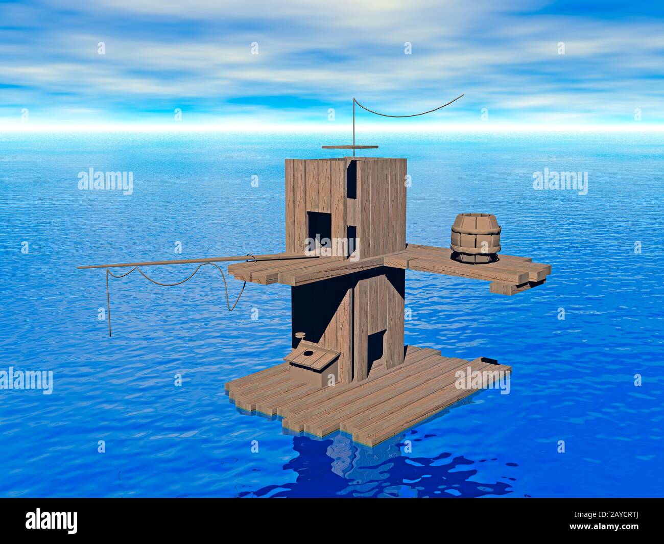 multistory raft on the blue sea Stock Photo - Alamy