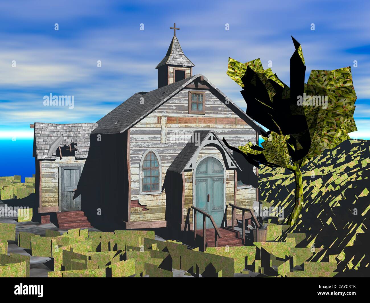 small wooden chapel in the wilderness Stock Photo - Alamy