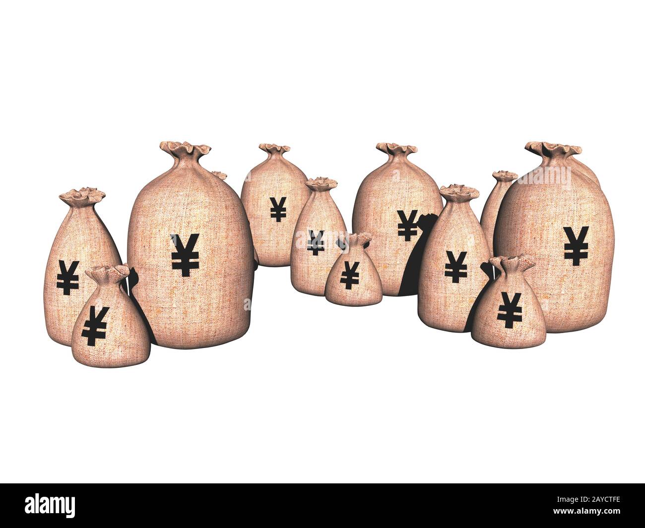 Money bags made of jute in different currencies Stock Photo - Alamy