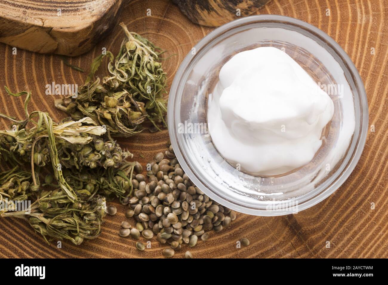 Cannabis oinment natural product. Cosmetic cream from natural hemp ...
