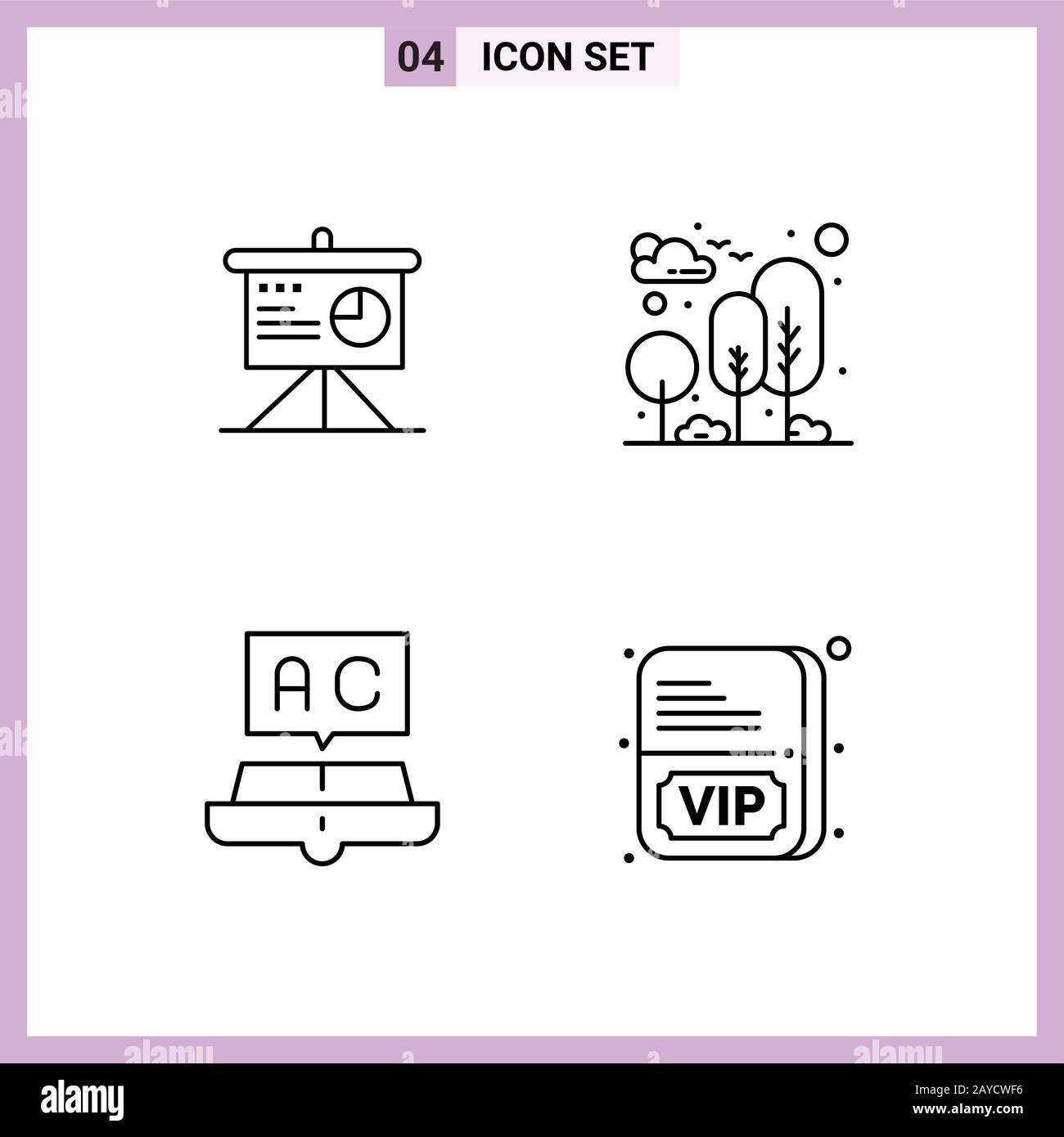 4 Icons in Line Style. Outline Symbols on White Background. Creative ...