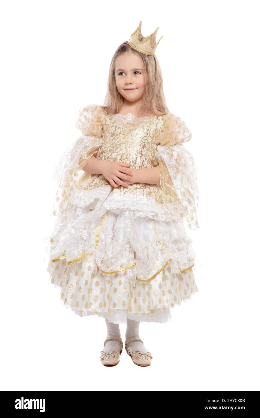 Little nice blonde girl in a princess costume Stock Photo - Alamy