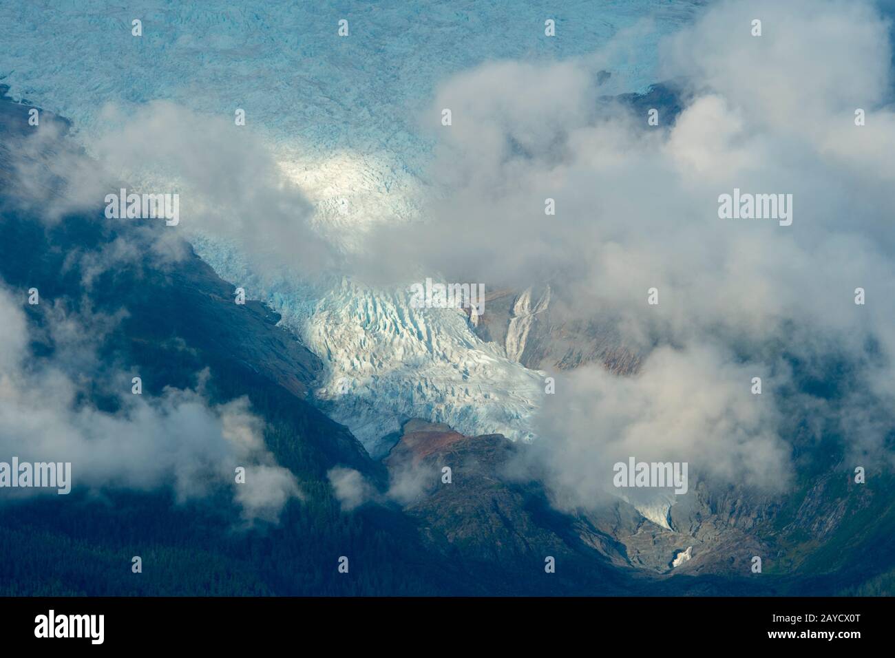 View of Sumdum Glacier from Stephens Passage at the entrance to Tracy ...