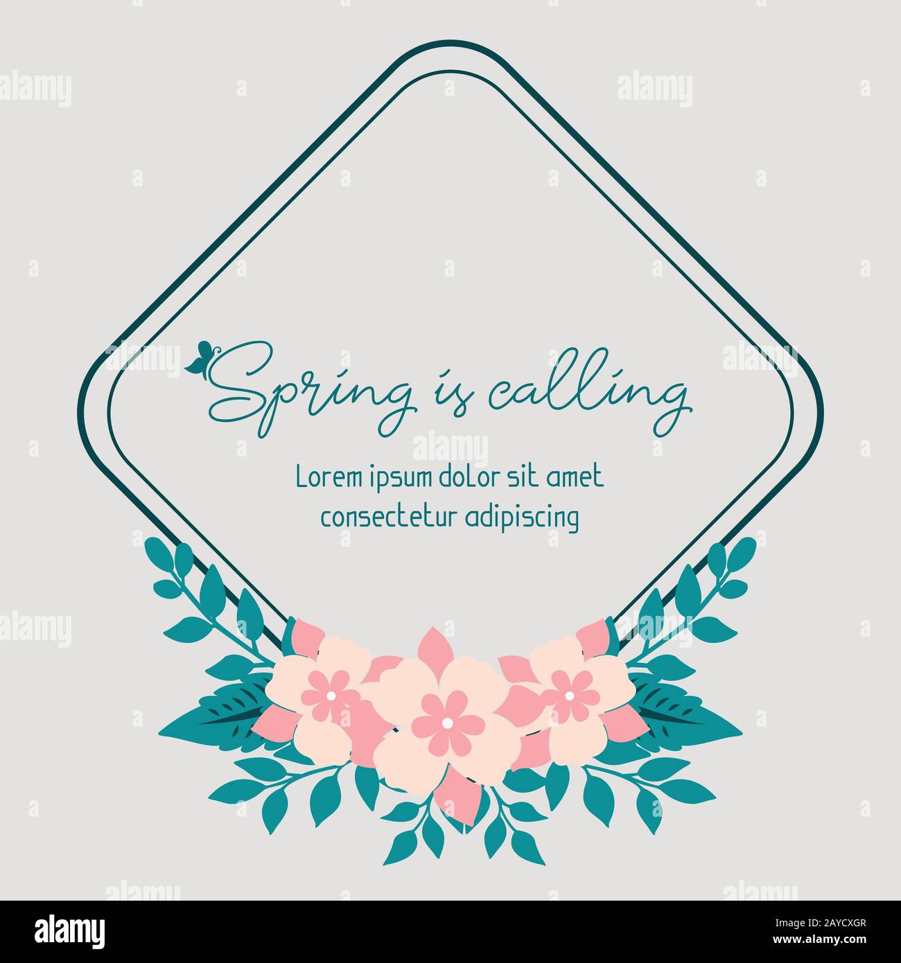 Beautiful wreath frame, for romantic spring calling invitation card ...