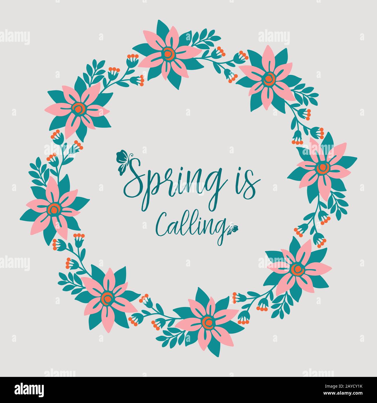 Beautiful of leaf and floral frame, for spring calling invitation card ...