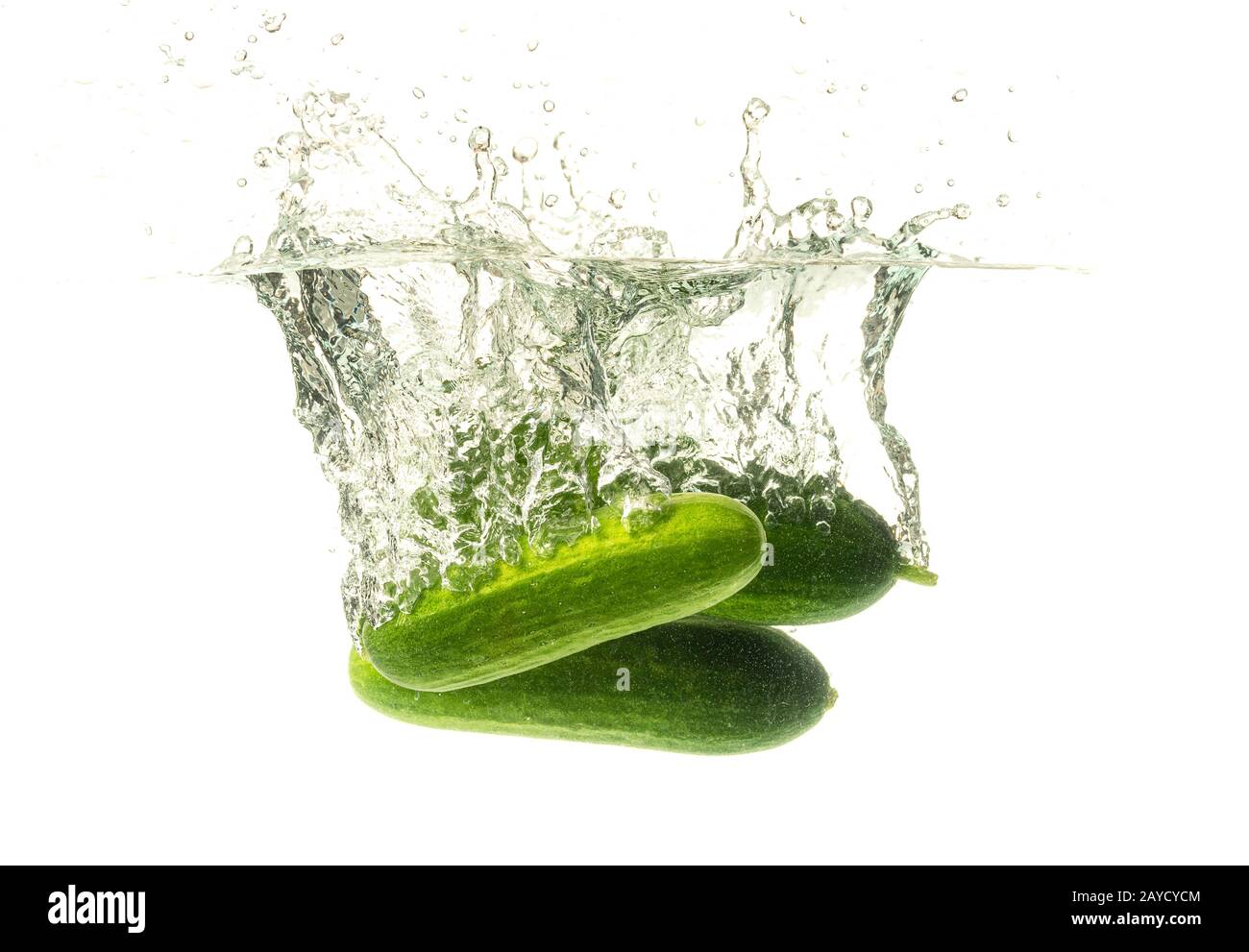 Cucumber splashing water isolated on white background. Skin ...
