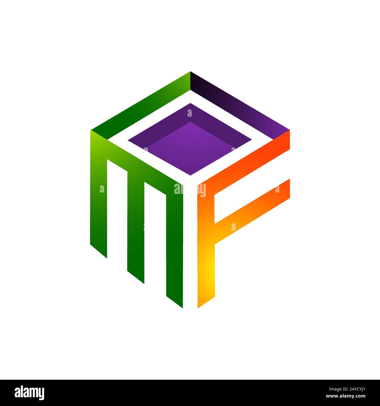 colorful MF logo initial letter on te box graphic concept vector Stock ...