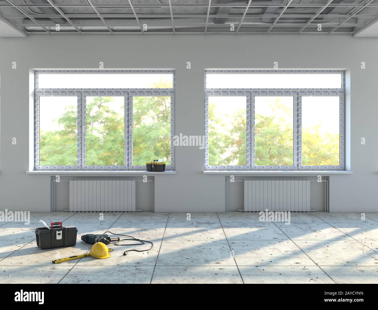 3D rendering premises under repair Stock Photo - Alamy