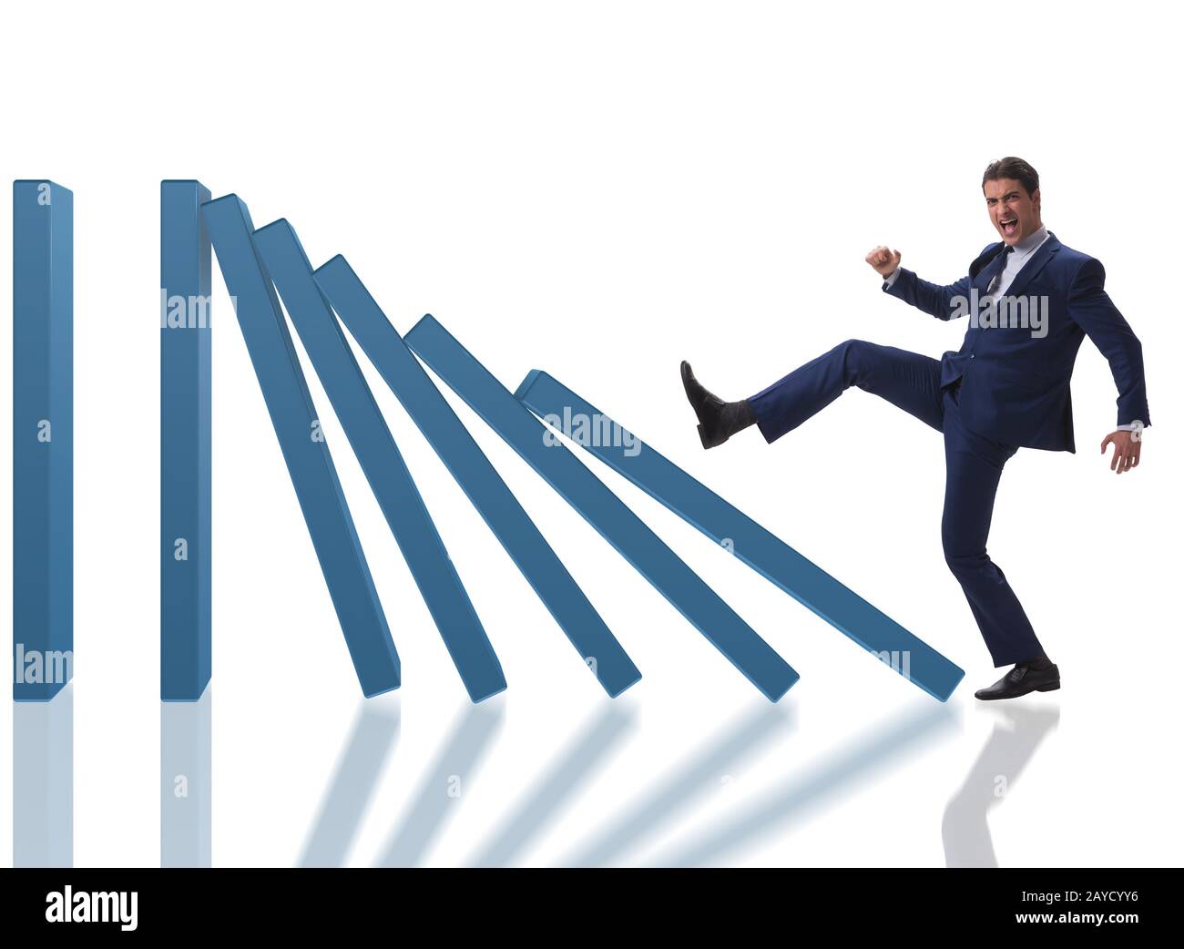 Pushing dominoes causing chain reaction hi-res stock photography and ...