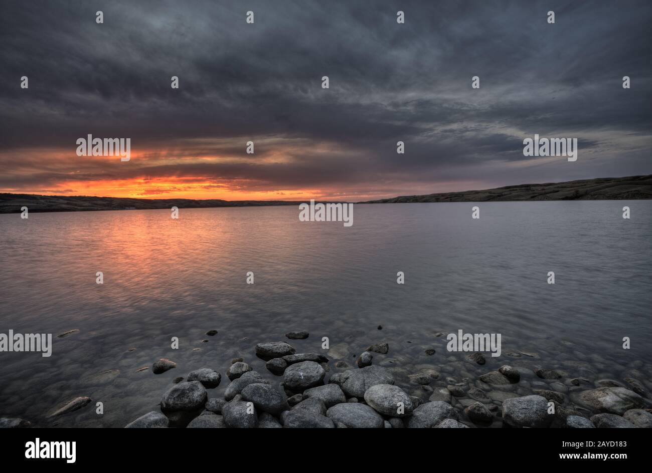 Sunset Saskatchewan Lake Canada Stock Photo - Alamy