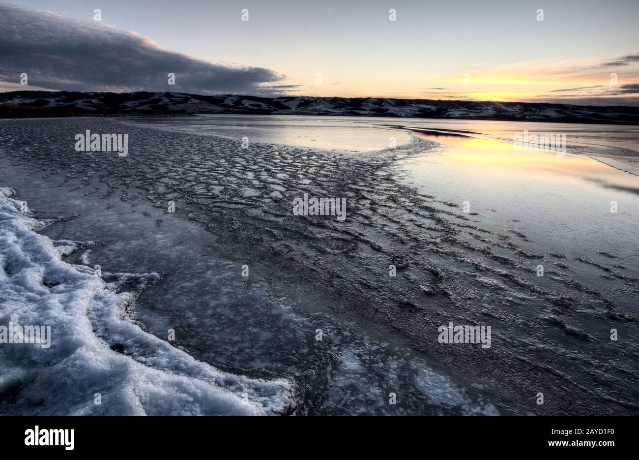 Ice forming on Lake Stock Photo - Alamy