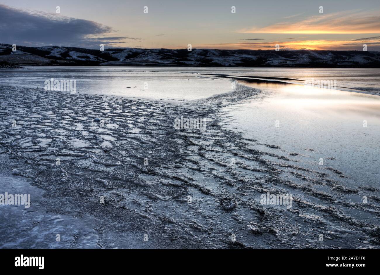 Ice forming on Lake Stock Photo - Alamy