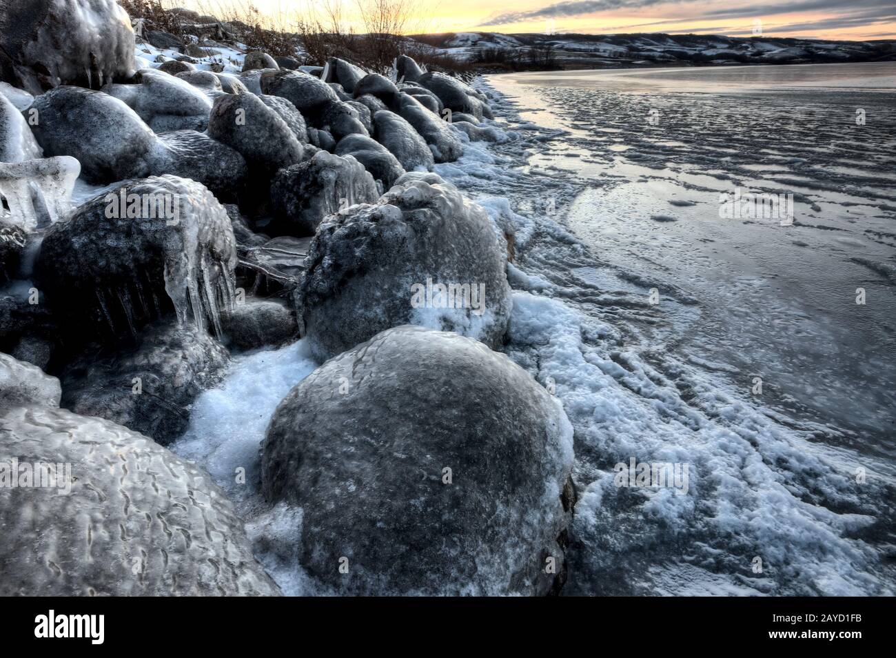 Ice forming on Lake Stock Photo - Alamy