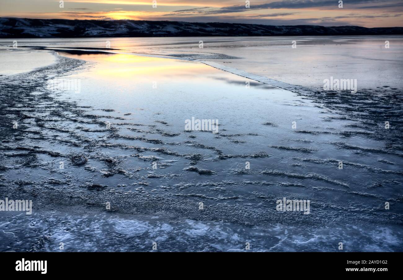 Ice forming on Lake Stock Photo - Alamy