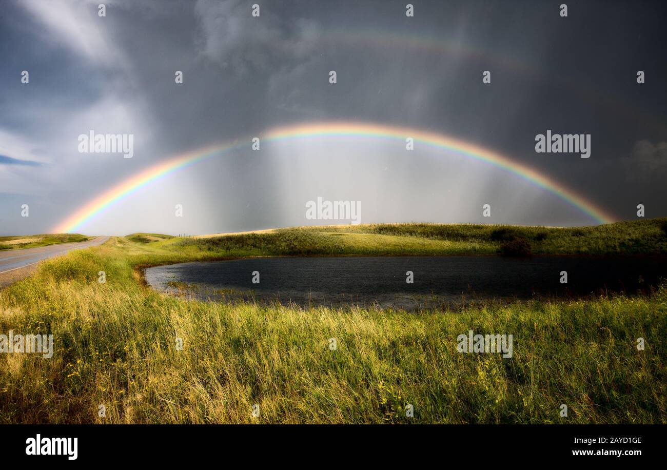 Saskatchewan Storm Rainbow Stock Photo - Alamy