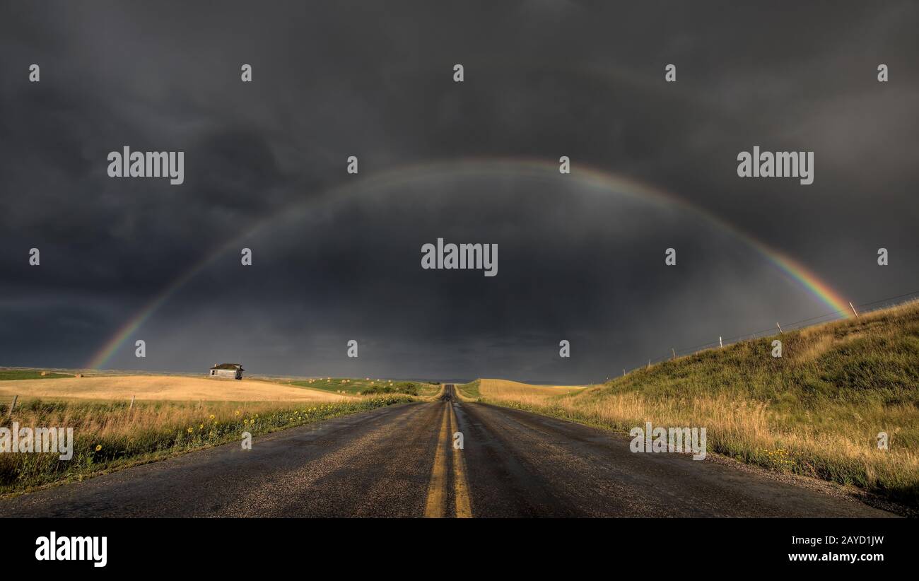 Prairie Storm Rainbow Saskatchewan Stock Photo - Alamy