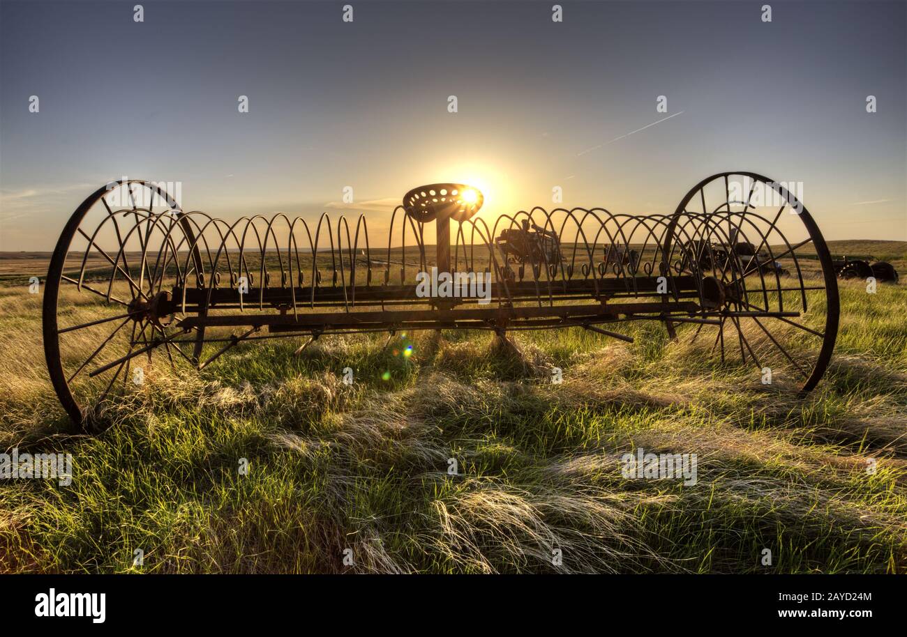 Antique Farm Equipment Hay Rake Stock Photo - Alamy