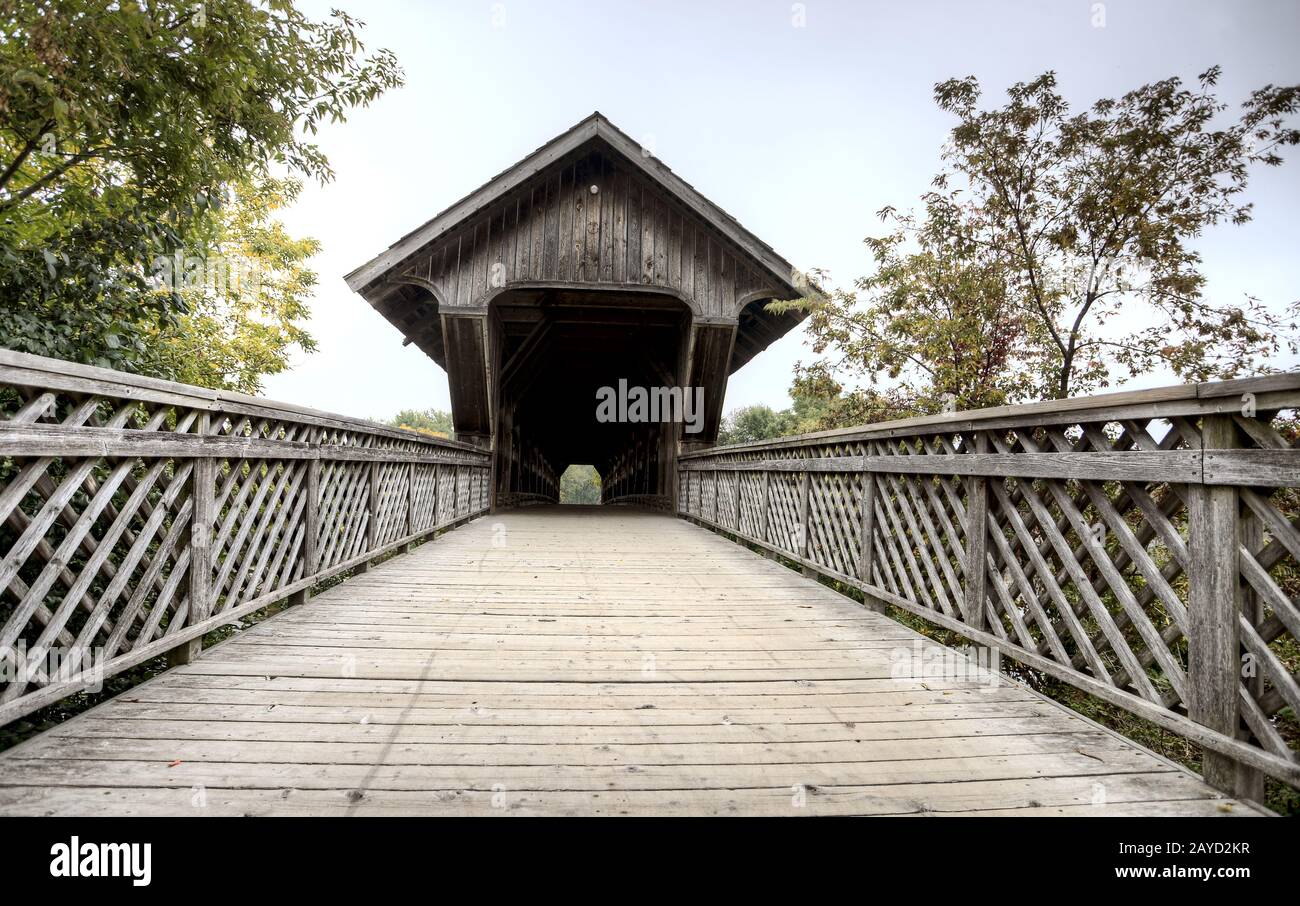 Wooden Covered Bridge Stock Photo - Alamy
