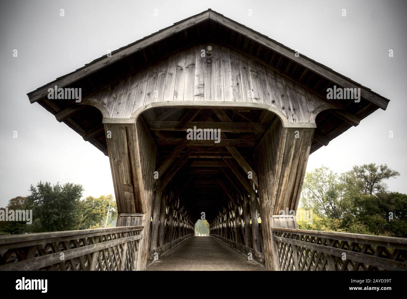 Wooden Covered Bridge Stock Photo - Alamy