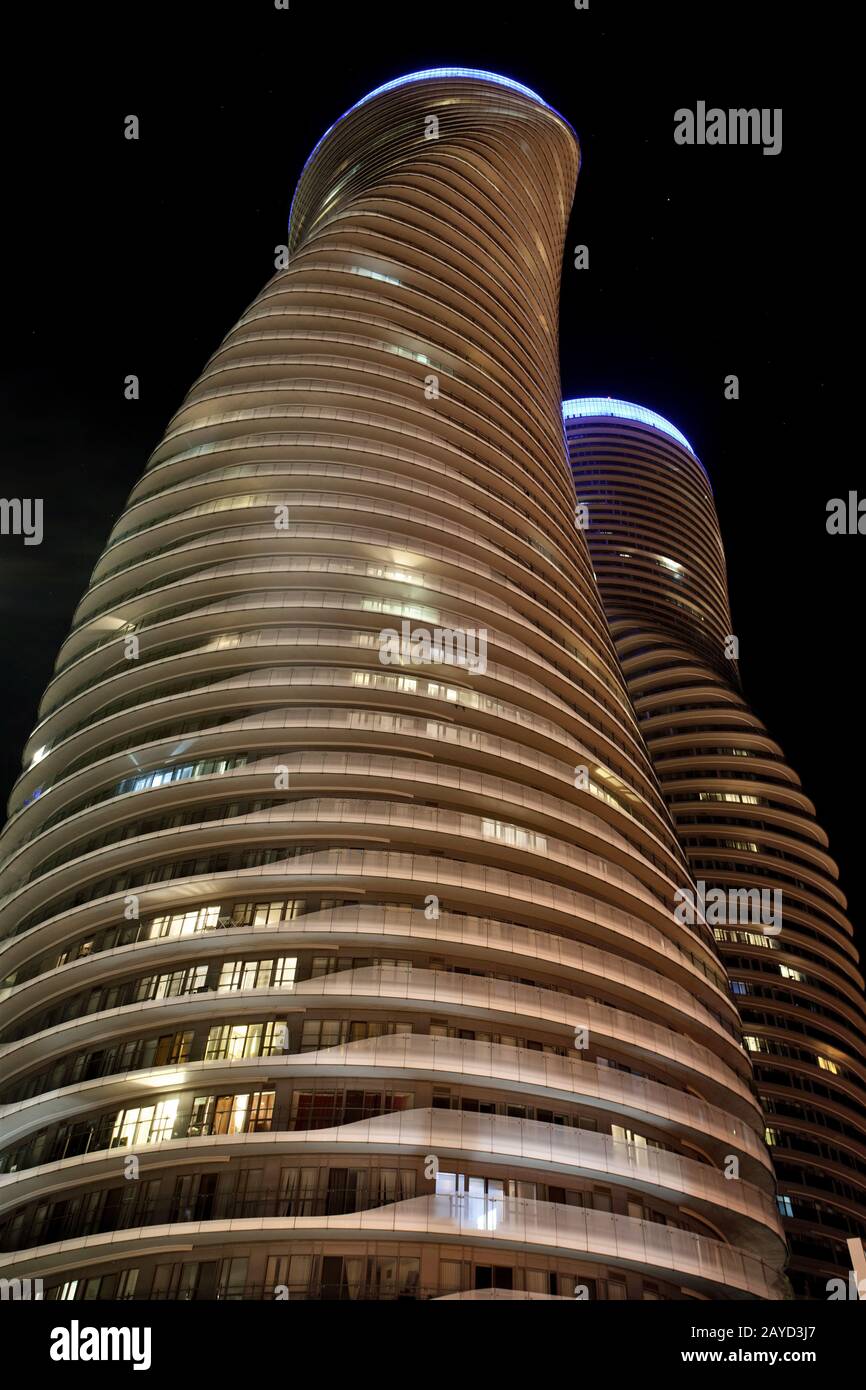 Absolute Towers Mississauga Toronto night photo Stock Photo - Alamy