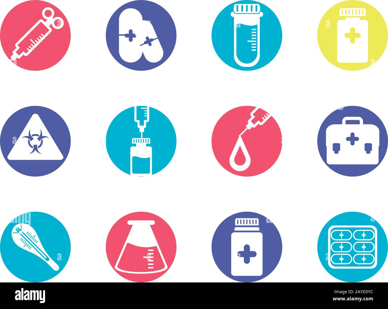 medical and virus concept icon set over white background, colorful and ...