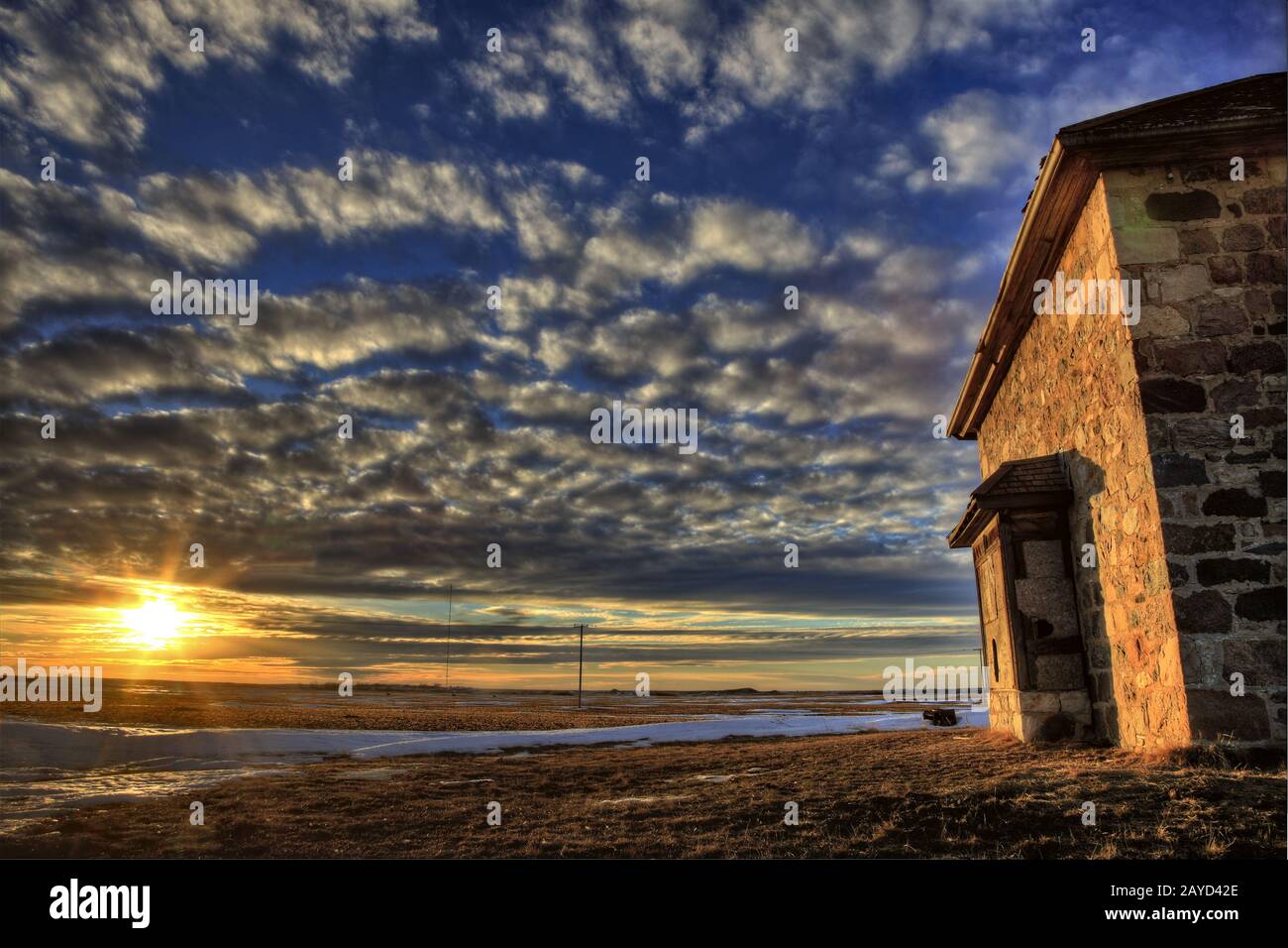 Stone House Sunset Stock Photo - Alamy
