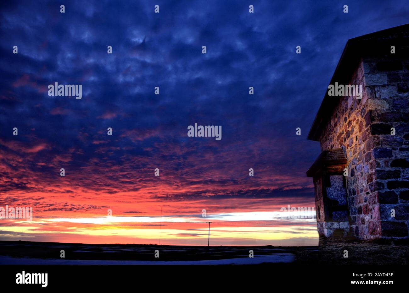 Stone House Sunset Stock Photo - Alamy